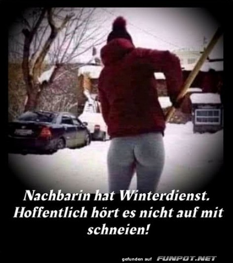 witziges Bild 'Winterdienst der Nachbarin' - FUNPOT